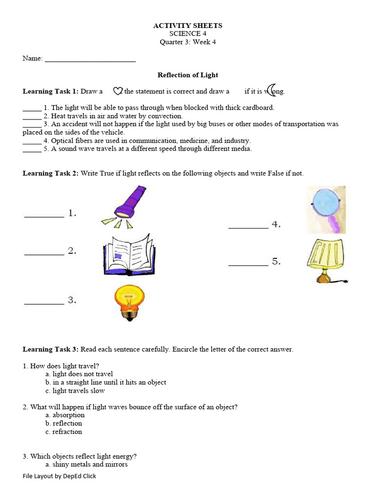 SCIENCE 4 Activity Sheet Q3 W4 | PDF