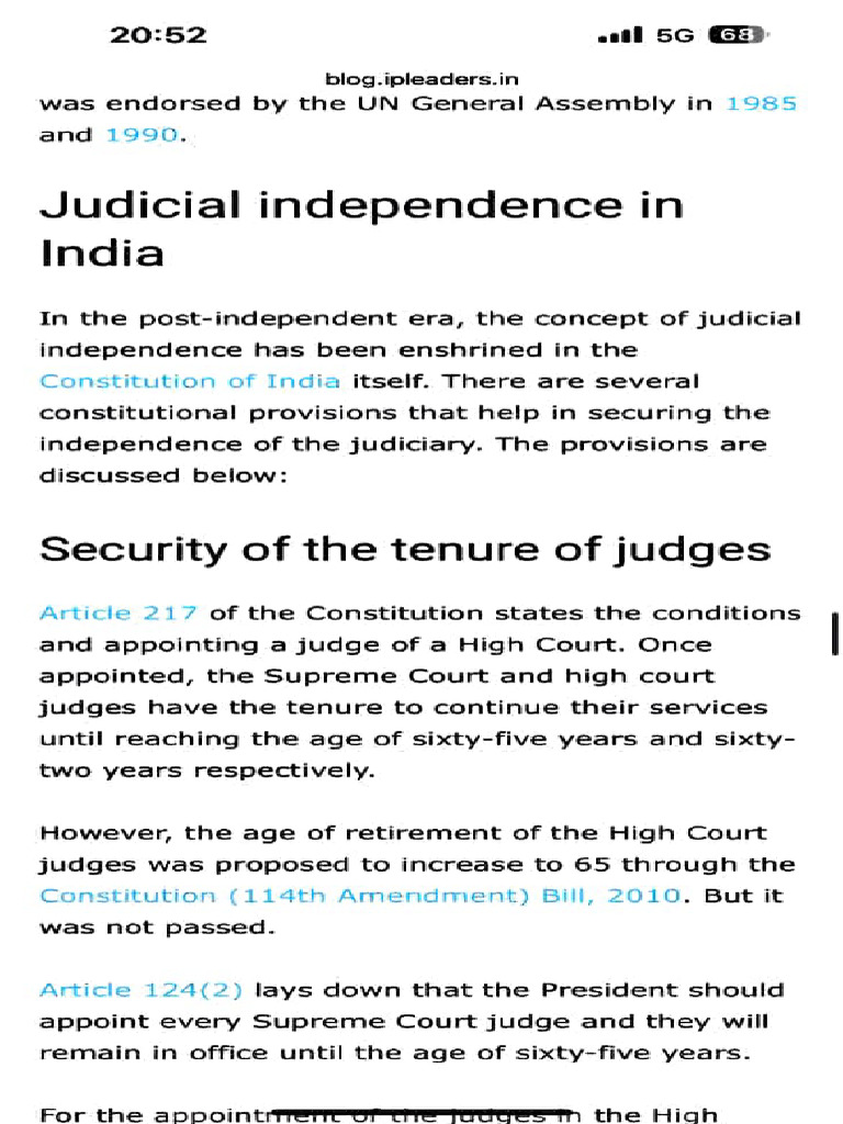 Independence of Judiciary | PDF | Supreme Court Of India | Supreme ...