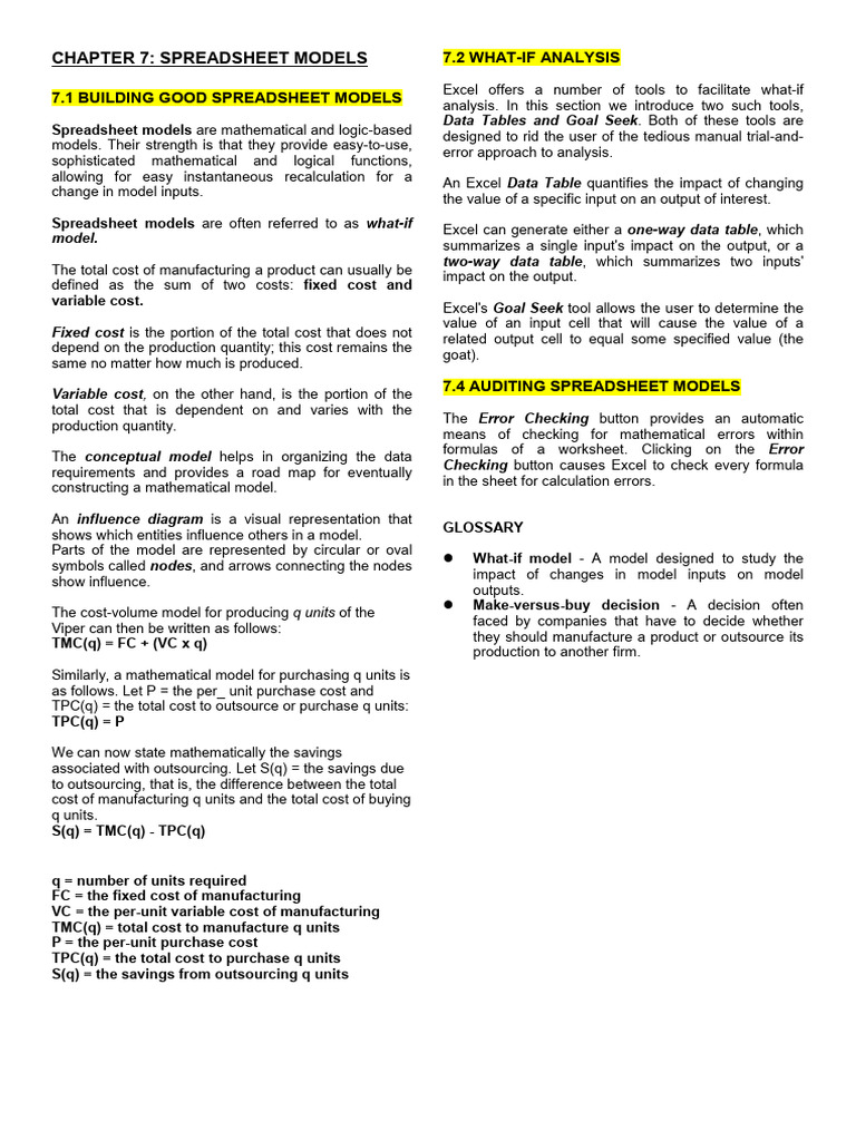 Chapter 7 12 Final Pdf Spreadsheet Sensitivity Analysis