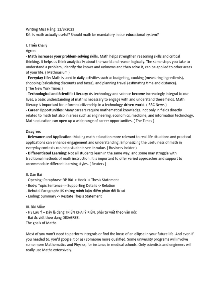 Math Writing Cô Hằng | PDF | Mathematics | Science