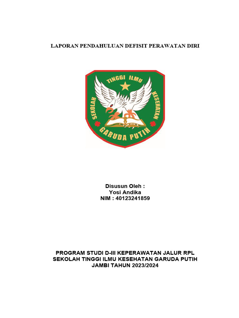 Laporan Pendahuluan Defisit Perawatan Diri | PDF