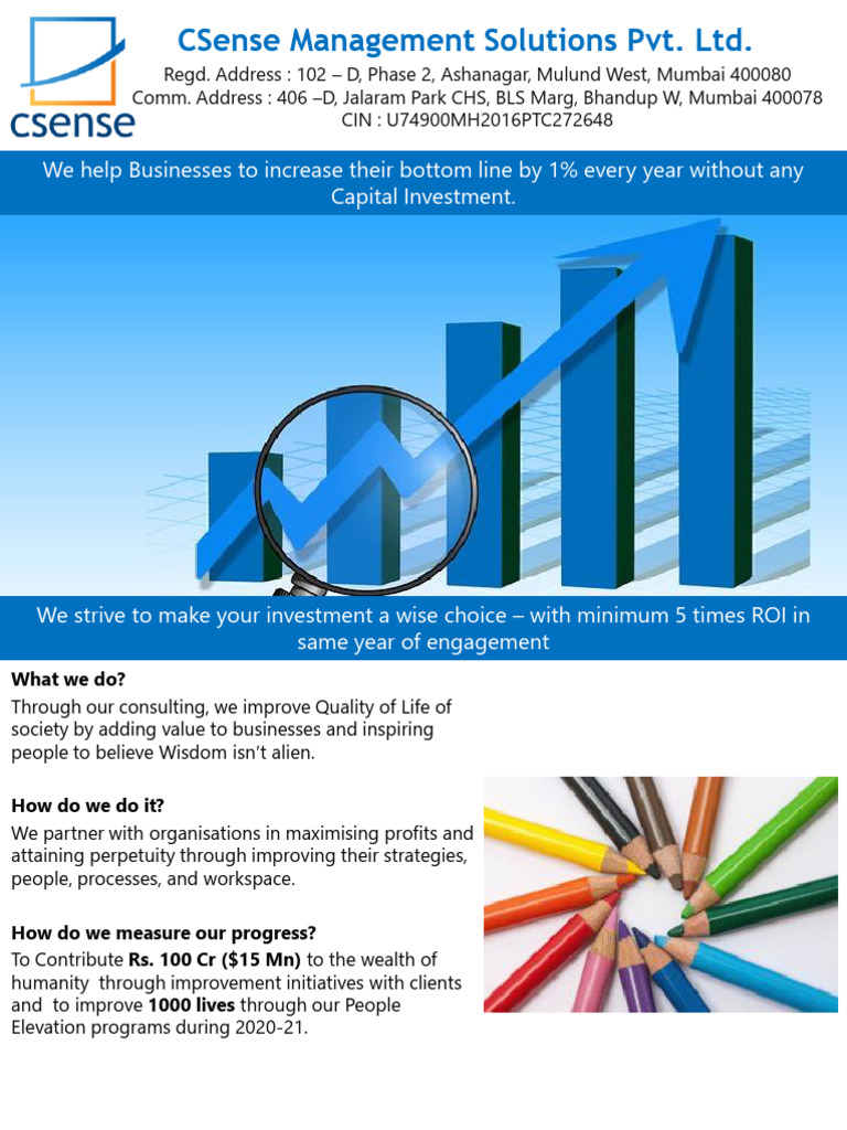 CSense Company Brochure | PDF | Six Sigma | Lean Manufacturing