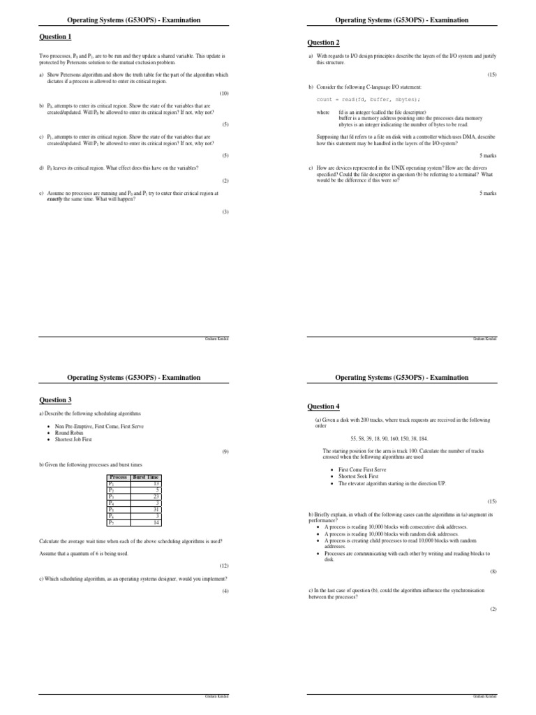 2000 2001 Answers | PDF | Operating System | Process (Computing)