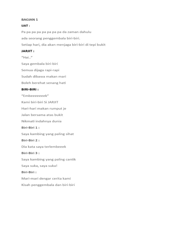 Naskah Drama Upin Ipin Penggembala Biri Biri | PDF | Fiksi Misteri, Thriller, & Kejahatan