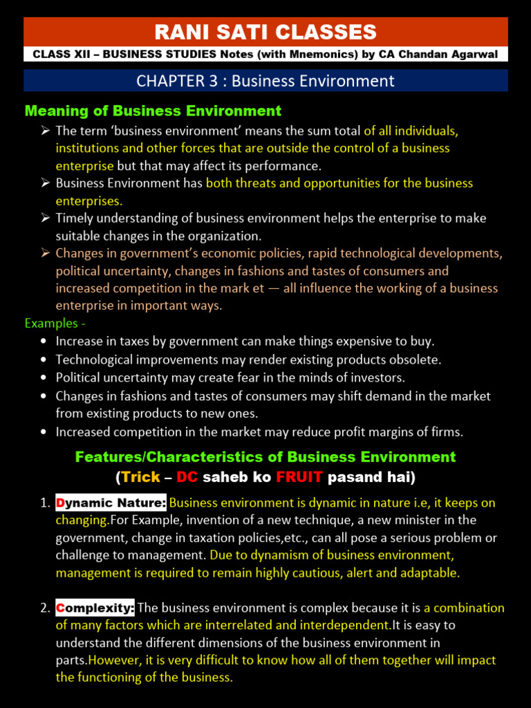 Understanding Business Environment in Class 12 | PDF | Legal Tender ...