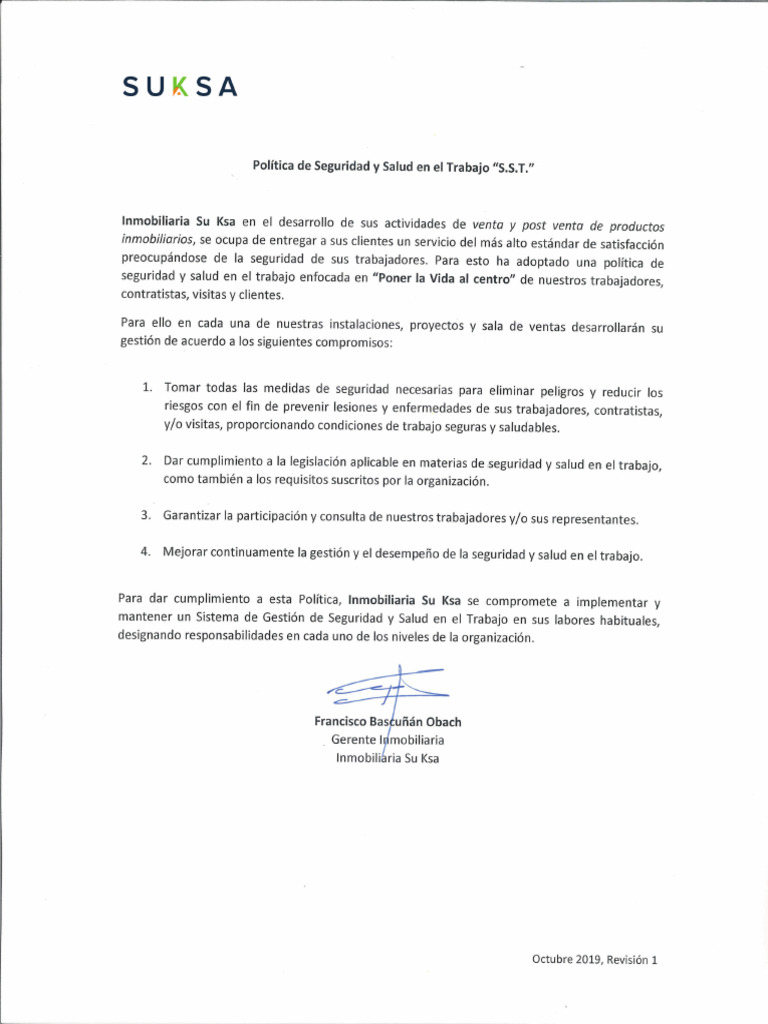 Politica SST Inmobiliaria Su Ksa-2 | PDF