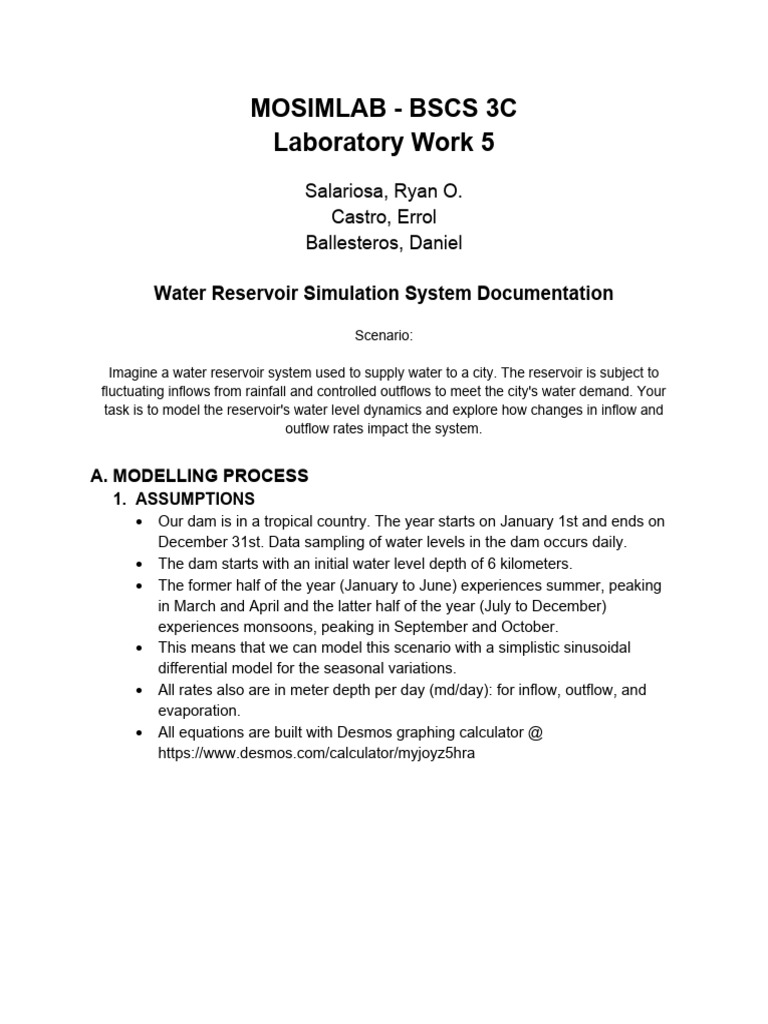MOSIMLAB Laboratory Work 5 Salariosas Group BSCS 3C System Documentation | PDF | Discharge ...