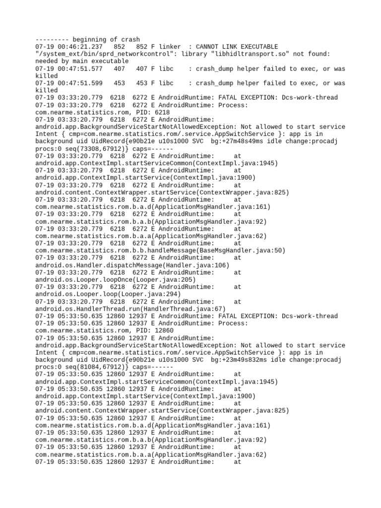 Android App Crash Log Analysis | PDF | Computing | Computing Platforms