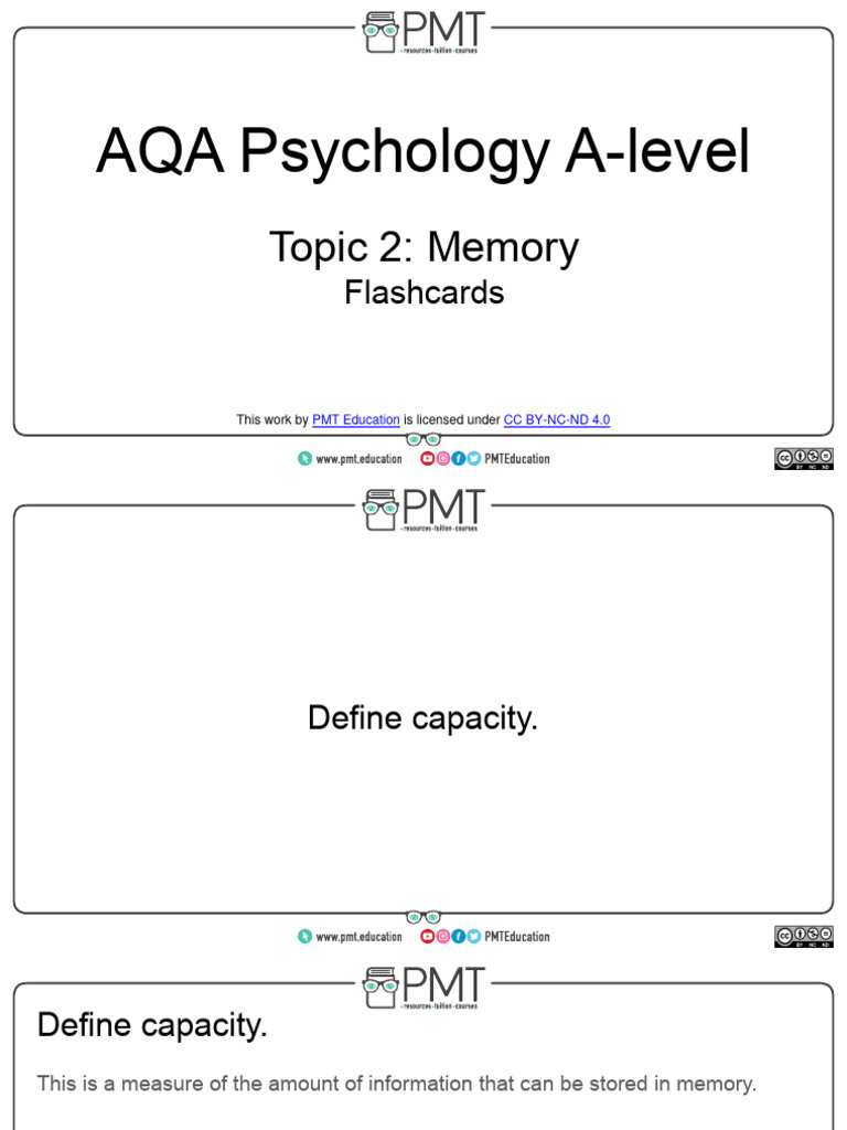 AQA A-Level Psychology Memory Flashcards | PDF | Memory | Recall (Memory)