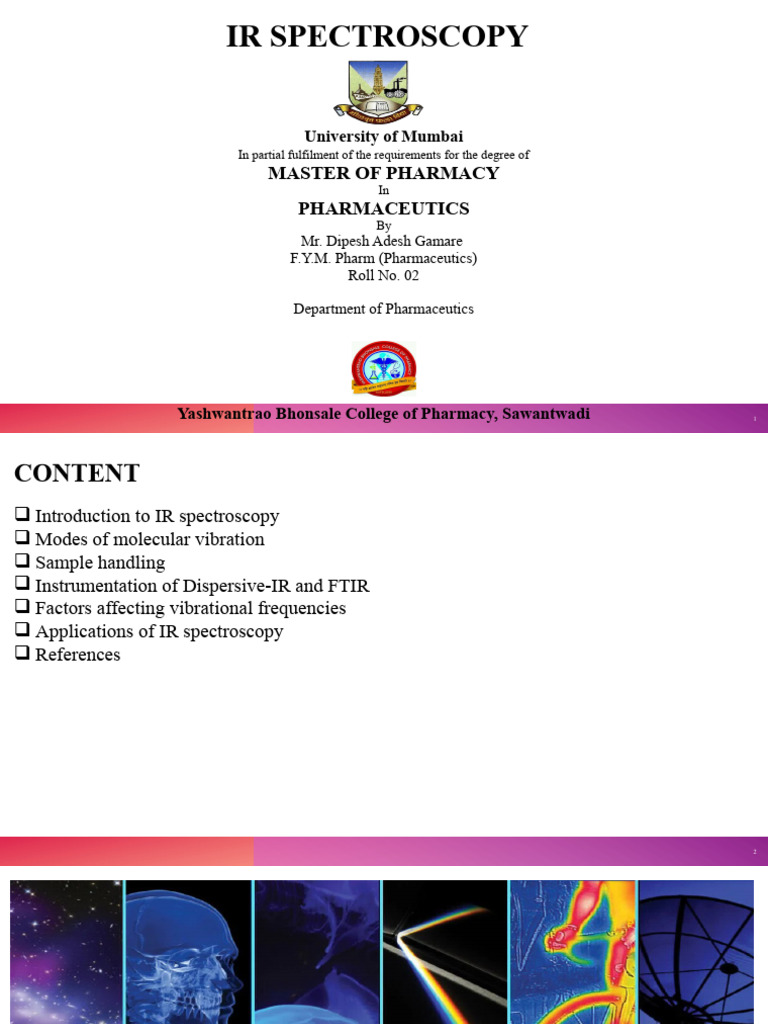 Ir Spectrocopy - Dipesh Gamare | PDF | Infrared Spectroscopy | Spectroscopy