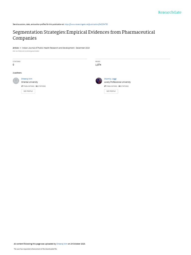 Segmentation Strategies in Pharma Industry | PDF | Market Segmentation ...