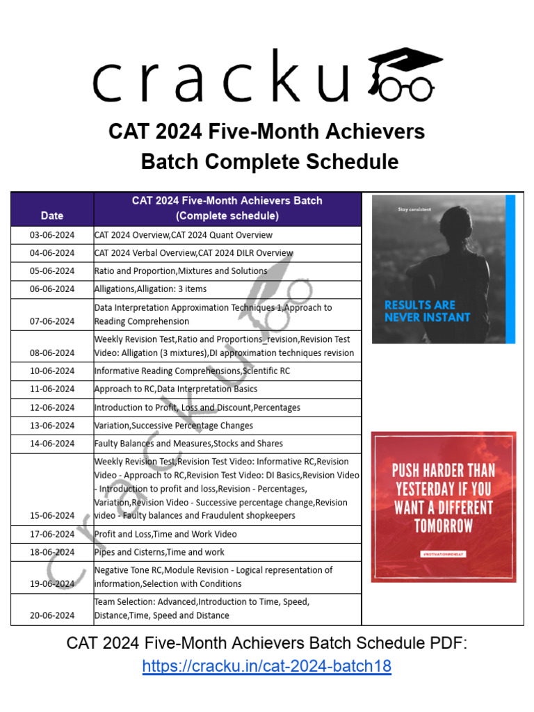 CAT 2024 Batch 18 Complete Schedule | PDF | Area | Circle