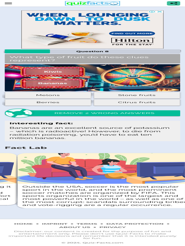 Fruit Quiz: Spin the Lucky Wheel | PDF | Games & Activities | Wellness