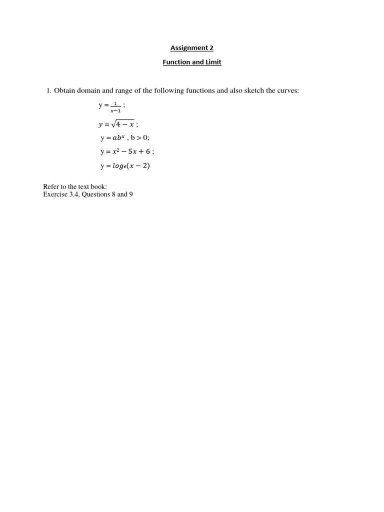 Assignment - Function and Limit | PDF
