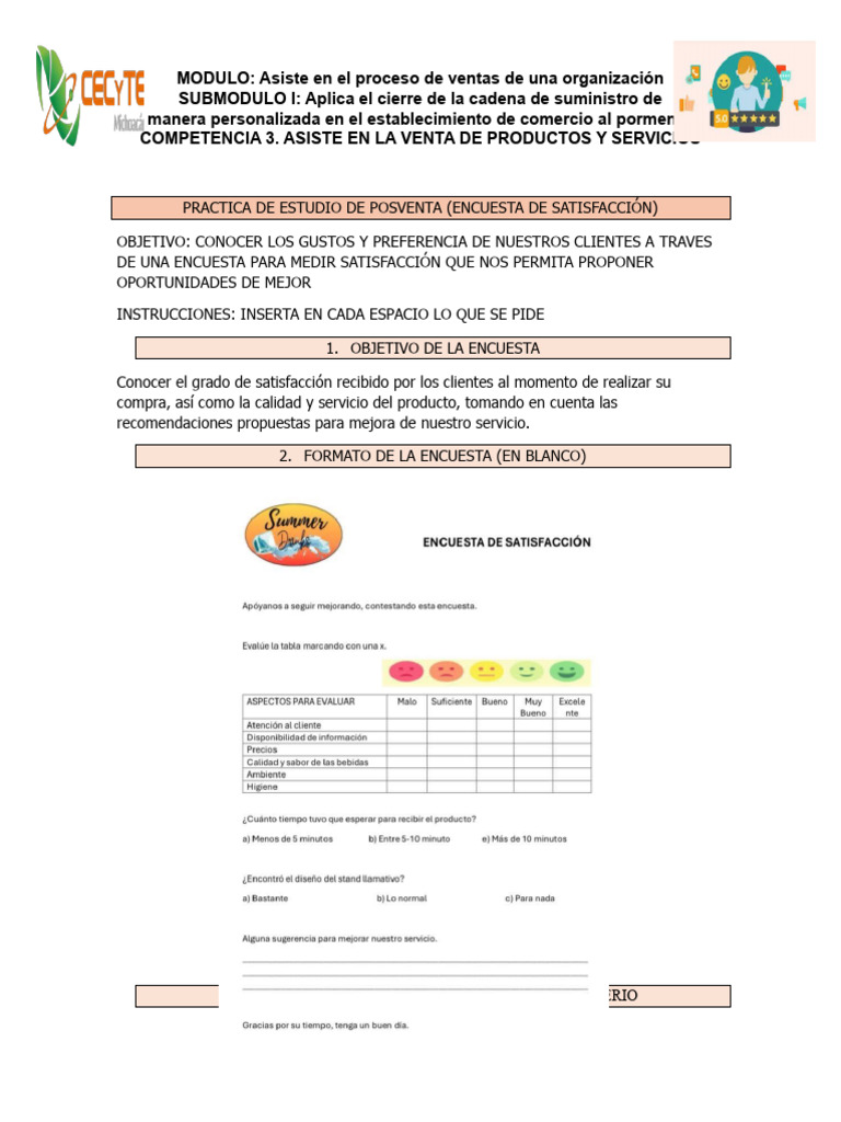 Practica de Postventa Encuesta de Satisfacción | PDF | Cadena de suministro