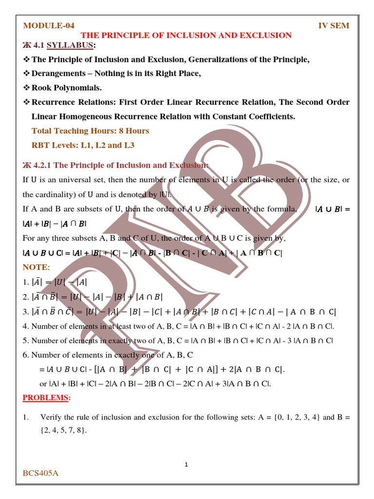 Bcs405a-Module 04-Class #01 & #02 | PDF | Recurrence Relation | Mathematical Logic