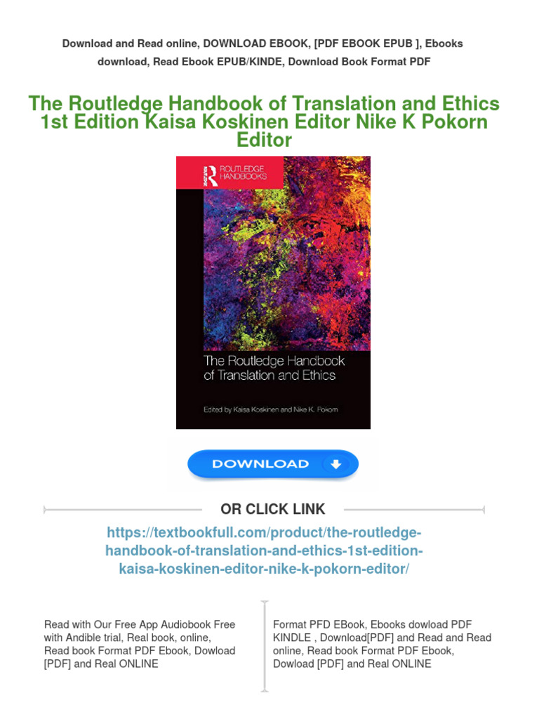 Full Download The Routledge Handbook of Translation and Ethics 1st Edition Kaisa Koskinen Editor ...