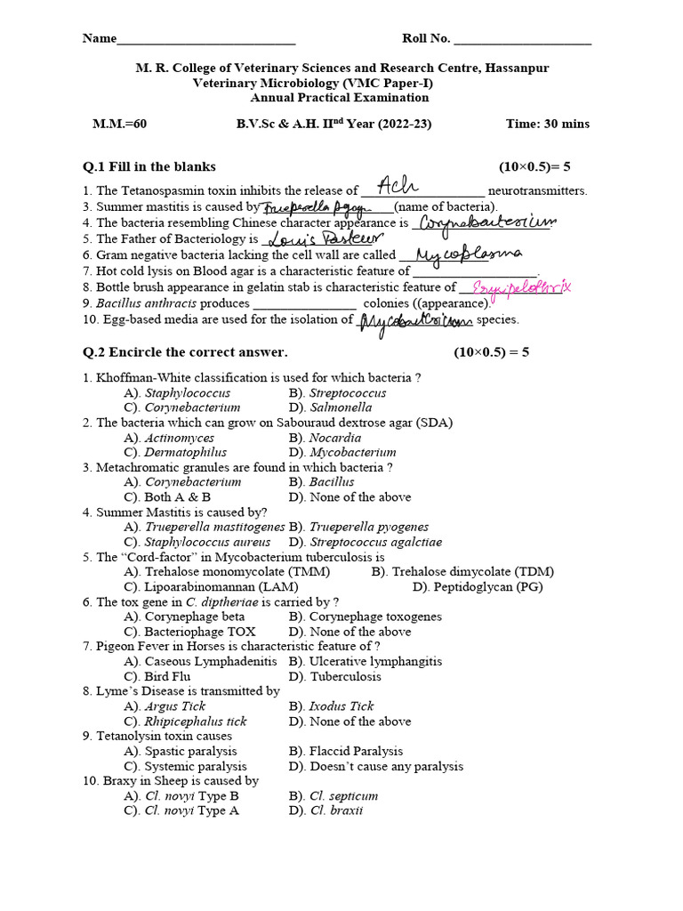 Unit Test | PDF | Bacteria | Diseases And Disorders