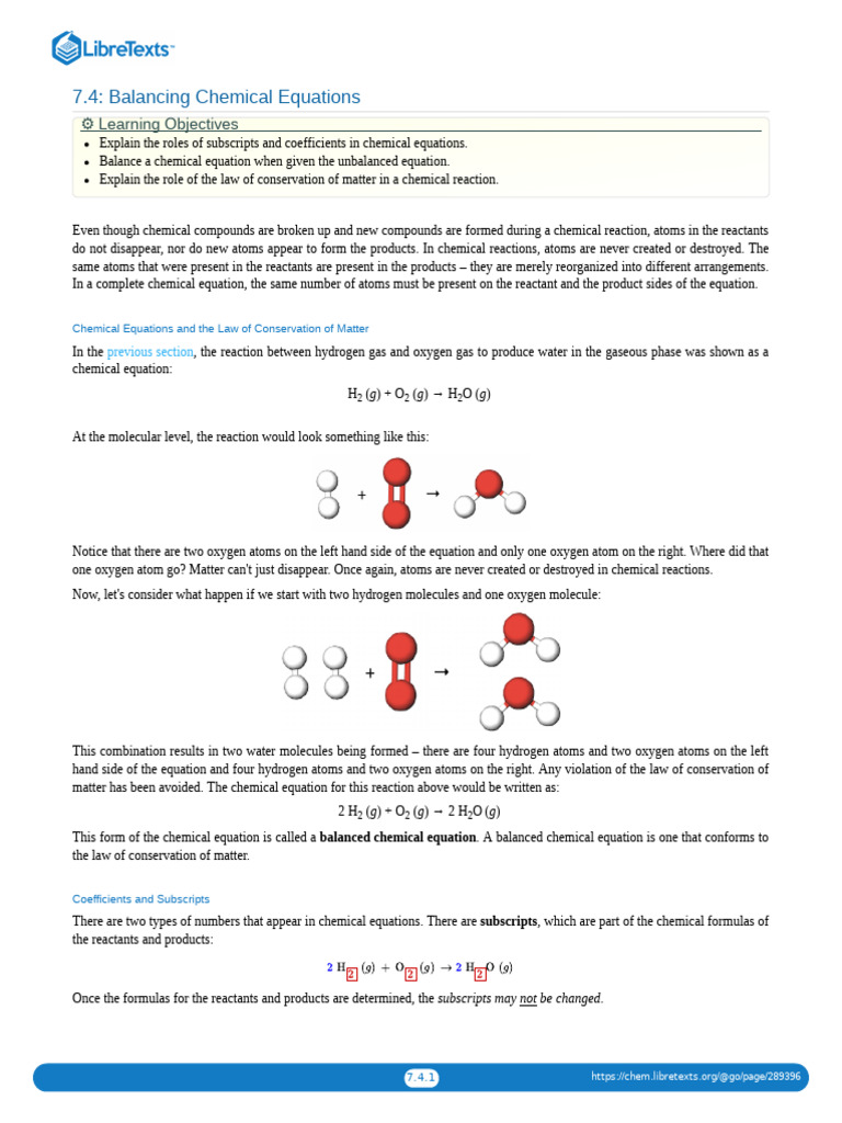 7.04 Balancing Chemical Equations | PDF | Chemistry | Chemical Reactions