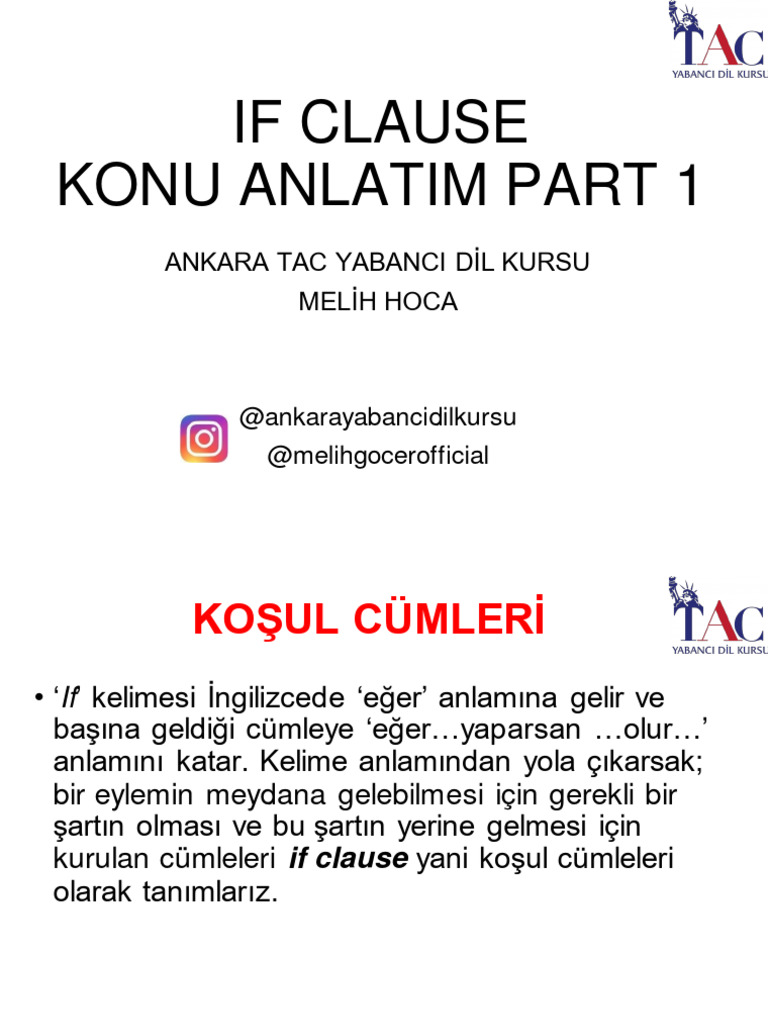 Ders - If Clause Konu Anlatim | PDF
