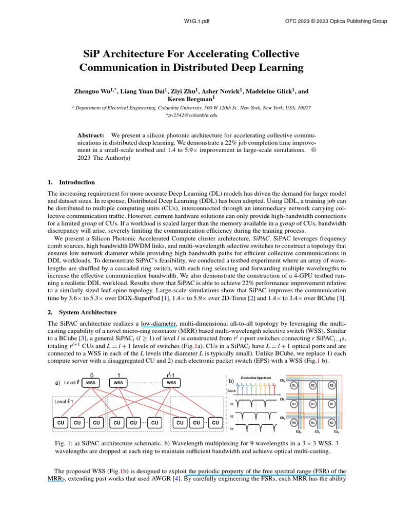 "SiP Architecture For Accelerating Collective Communication in Distributed Deep Learning | PDF ...