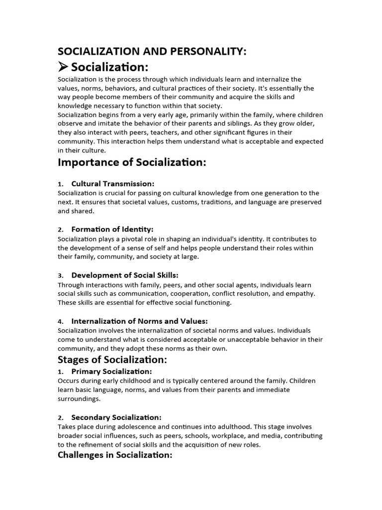 Socialization and Personality | PDF | Deviance (Sociology) | Socialization
