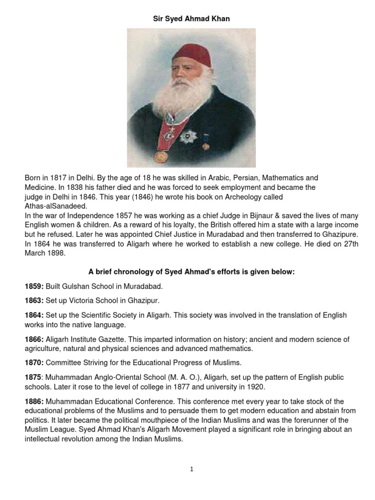 Sir Syed Ahmad Khan | PDF | Two Nation Theory | Urdu