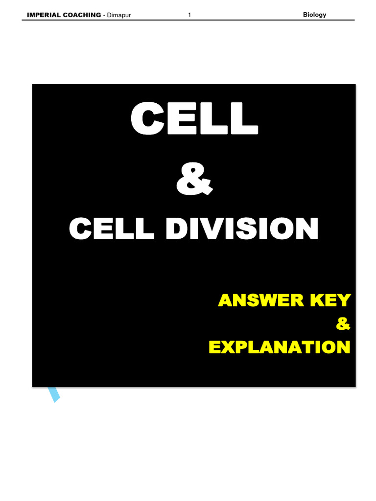 Cell The Unit of Life and Cell Cycle and Cell Division-Converted ANSWER ...