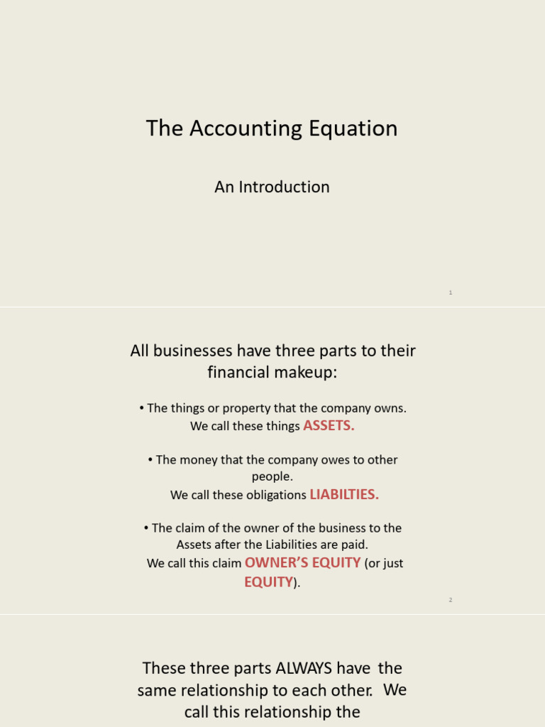 Accounting Equation | Download Free PDF | Equity (Finance) | Expense