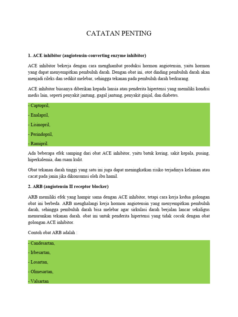 CATATAN PENTING Obat Hipertensi Dan Berhubngan Dengan Jantung | PDF