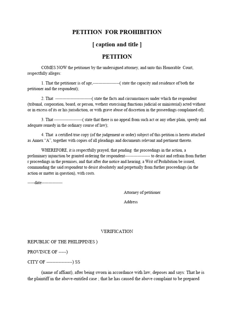 Petition For Prohibition | PDF