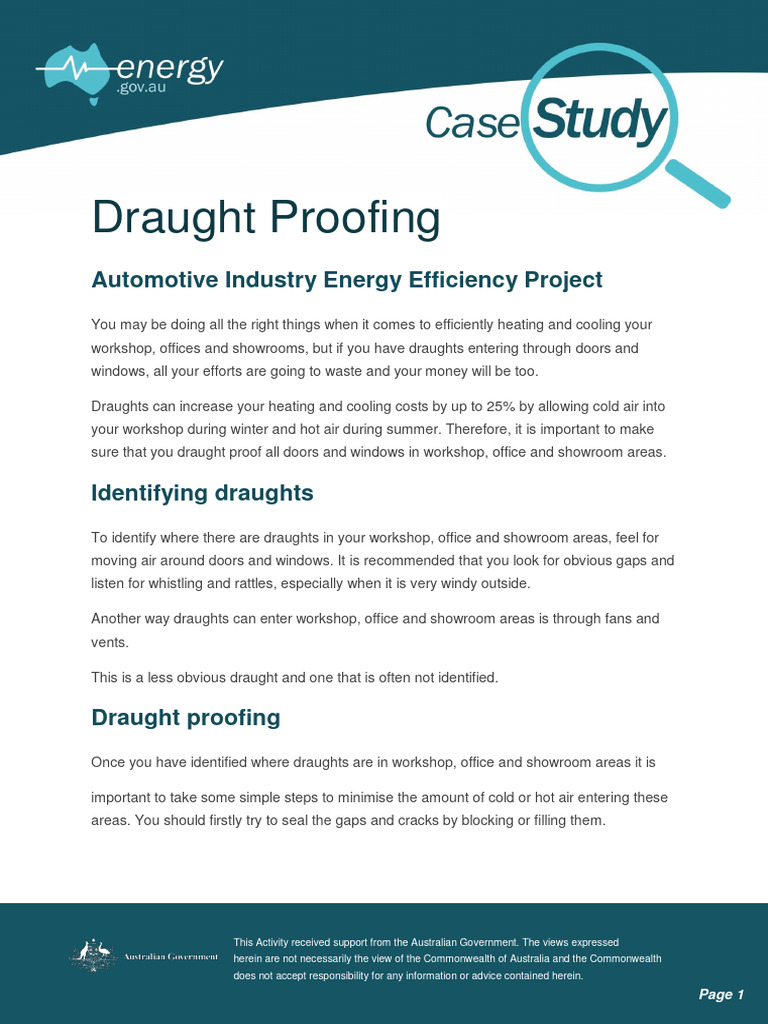 Automotive Industry Energy Efficiency Project - Draught Proofing | PDF ...