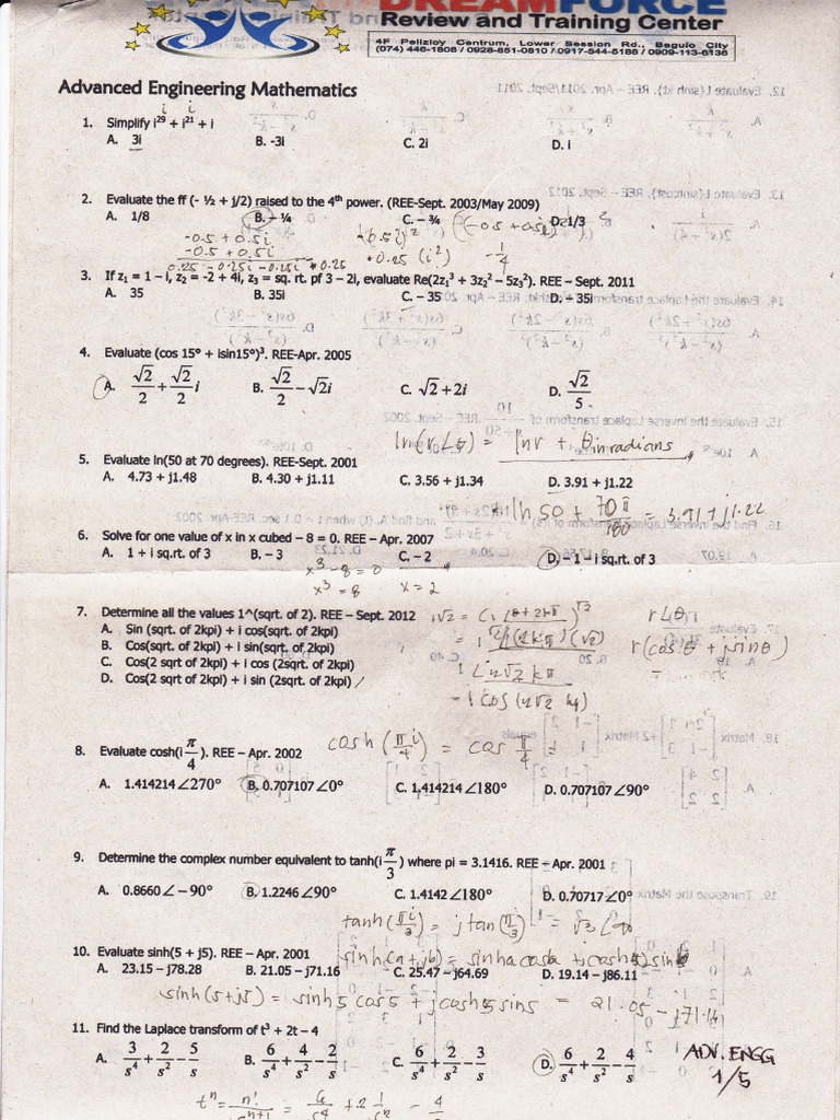 Advanced Engineering Mathematics Problems | PDF