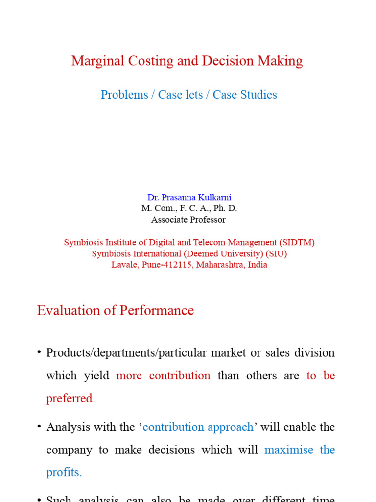 8 Marginal Costing and Decision Making Problems | PDF | Labour ...