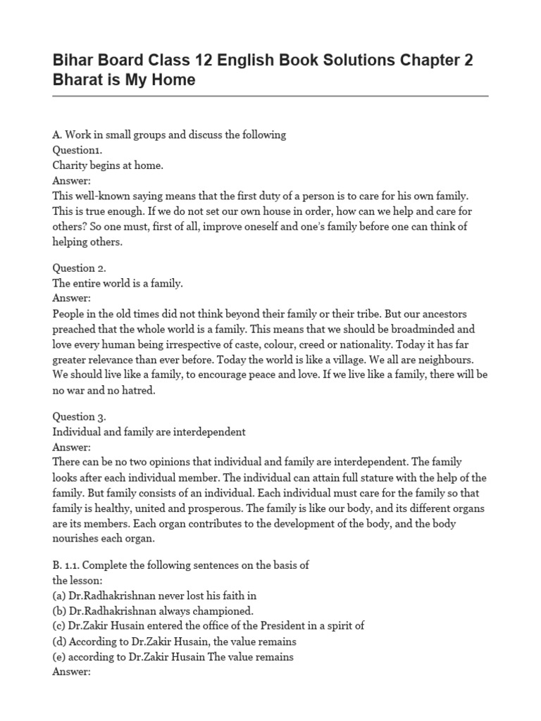 Class 12 Chapter 2 English Prose Solution Bihar Board | PDF