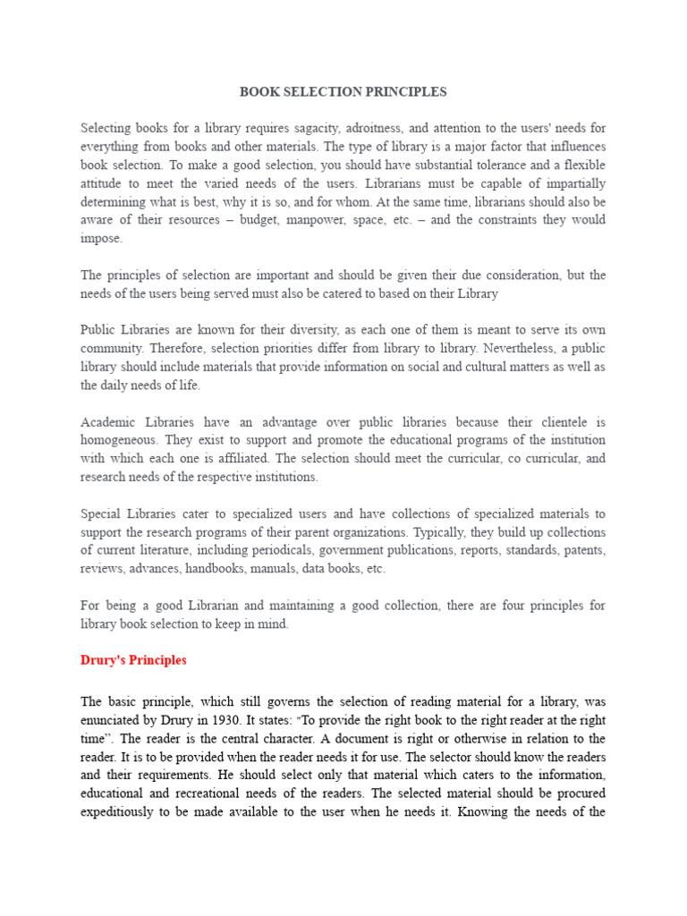 Book selection principles - Paper2 | PDF | Written Communication