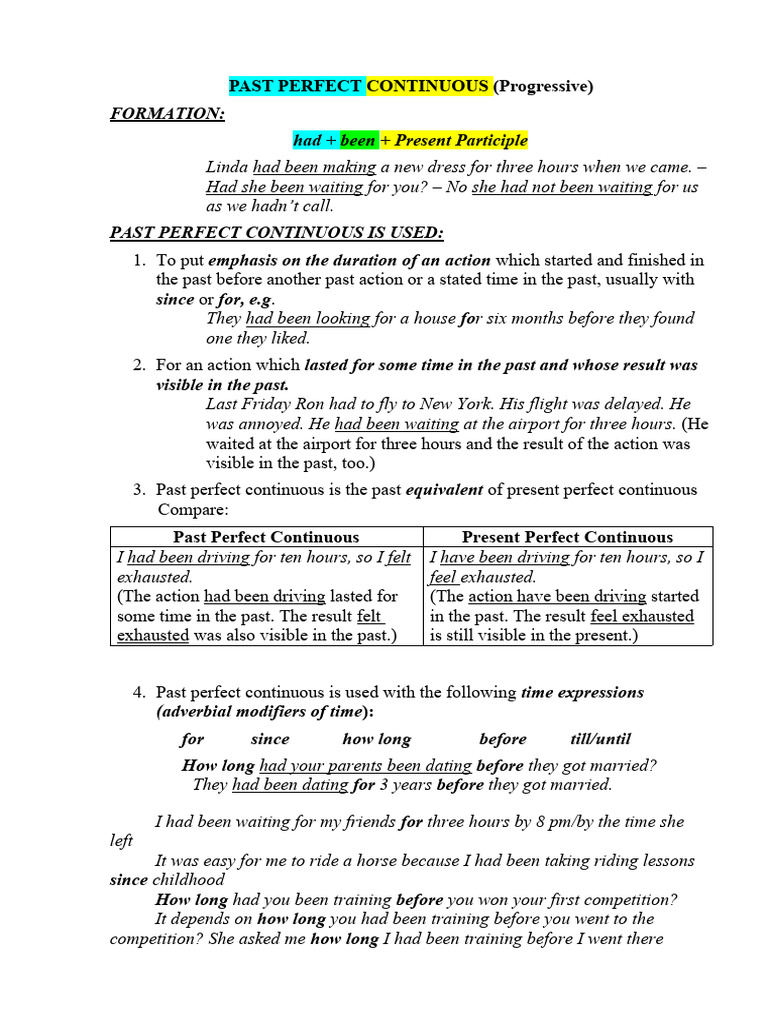 Past Perfect Continuous Theory | PDF | Language Families | Languages