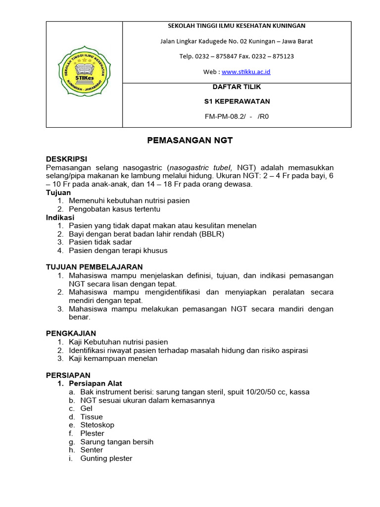 Pemasangan NGT | PDF