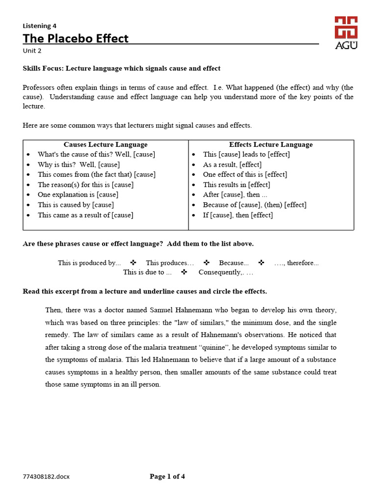 The - Placebo - Effect - Handout Newdocx | PDF | Placebo | Alternative ...