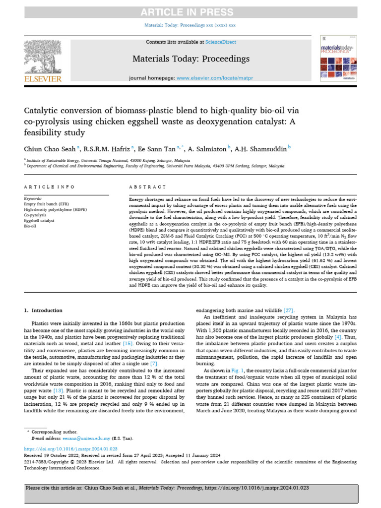 Materials Today: Proceedings: Chiun Chao Seah, R.S.R.M. Hafriz, Ee Sann ...