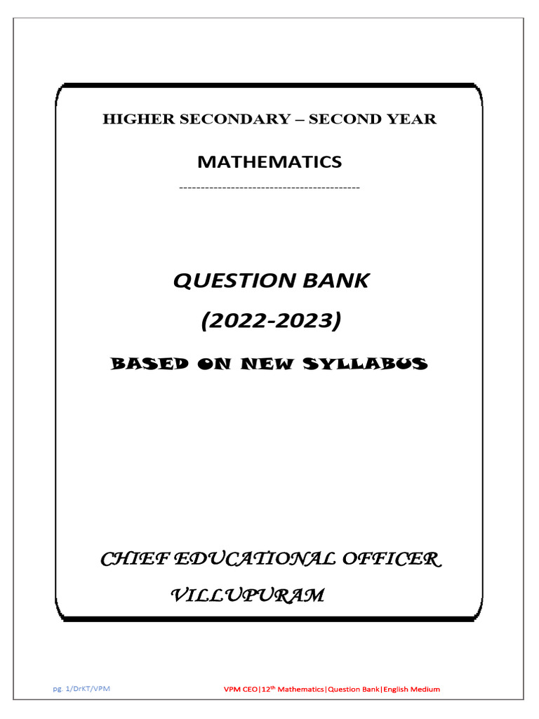 VPM Ceo 12th Maths QB Em+Kt 1 | PDF | Area | Zero Of A Function