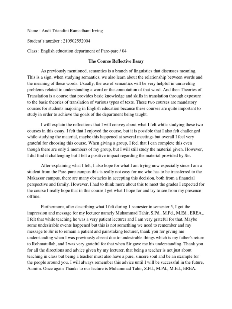 The Course Reflective Essay | PDF | Semantics | Linguistics