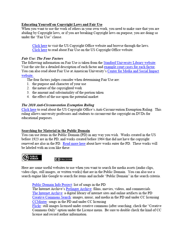Copyright and Fair Use Explained | PDF | Fair Use | Creative Commons ...
