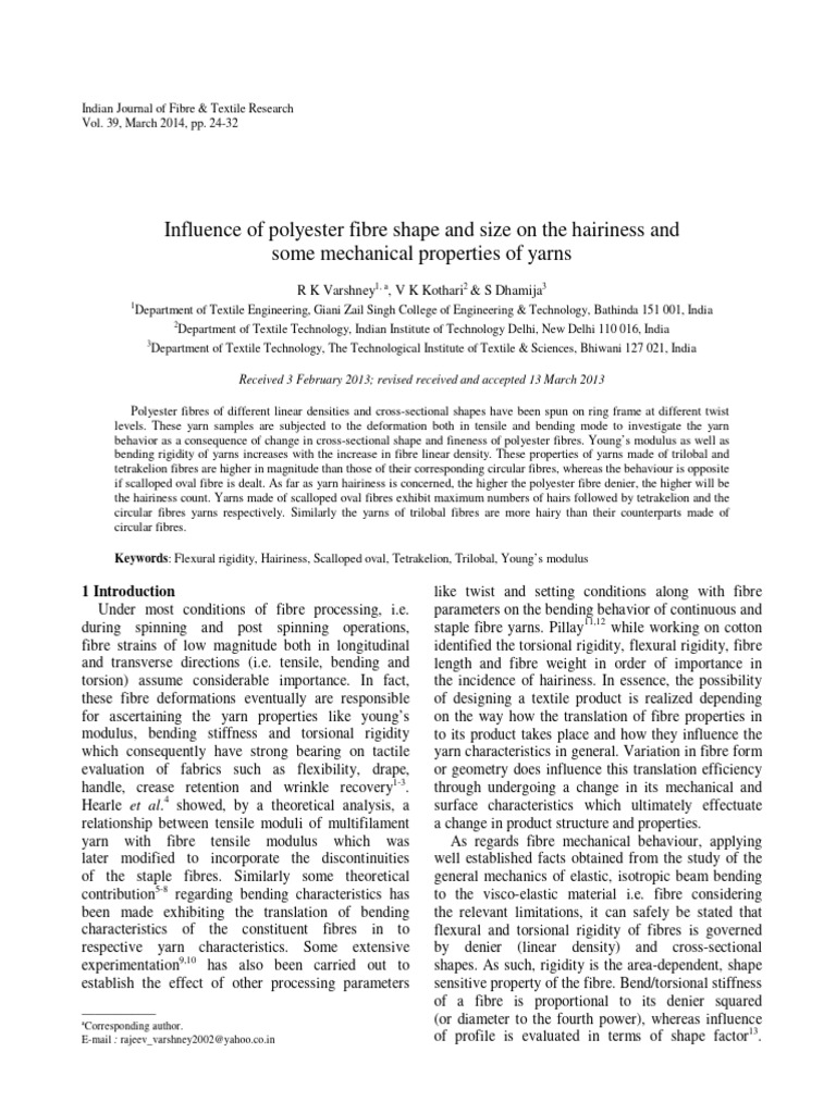 Influence of Polyester Fibre Shape and s | PDF | Bending | Young's Modulus