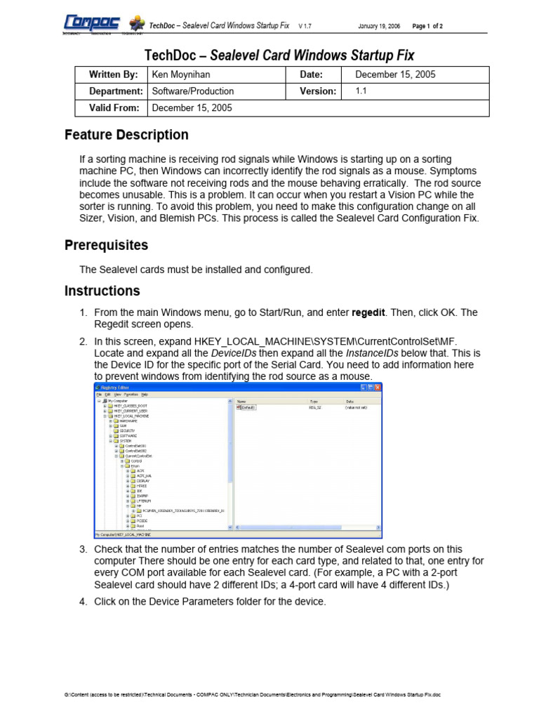 Sealevel Card Windows Startup Fix | PDF | Booting | Windows Registry