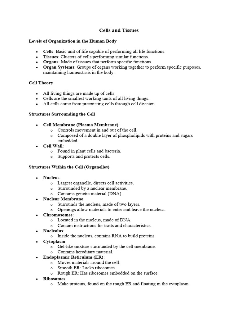Cells & Tissue | PDF | Cell (Biology) | Tissue (Biology)