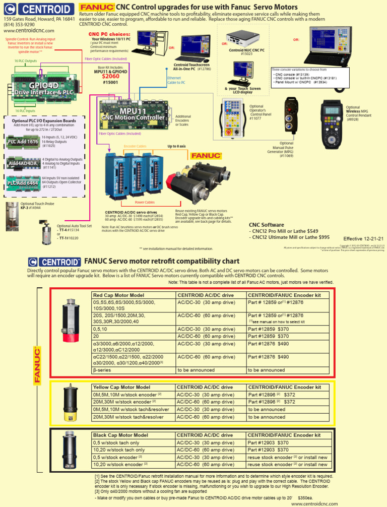Centroid Fanuc Retrofit Price Sheet | PDF | Numerical Control | Programmable Logic Controller