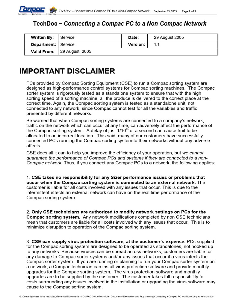 Connecting A Compac PC To A Non-Compac Network | PDF | Ip Address | Port (Computer Networking)