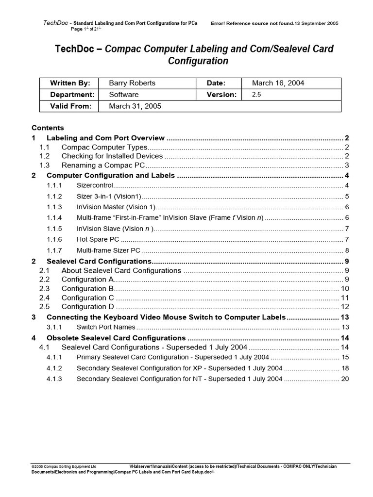 Compac PC Labels and Com Port Card Setup | PDF | Personal Computers | Modem