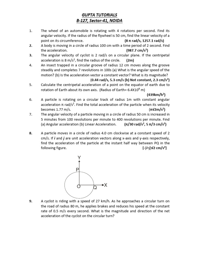 Assignment Circular Motion | PDF | Acceleration | Velocity